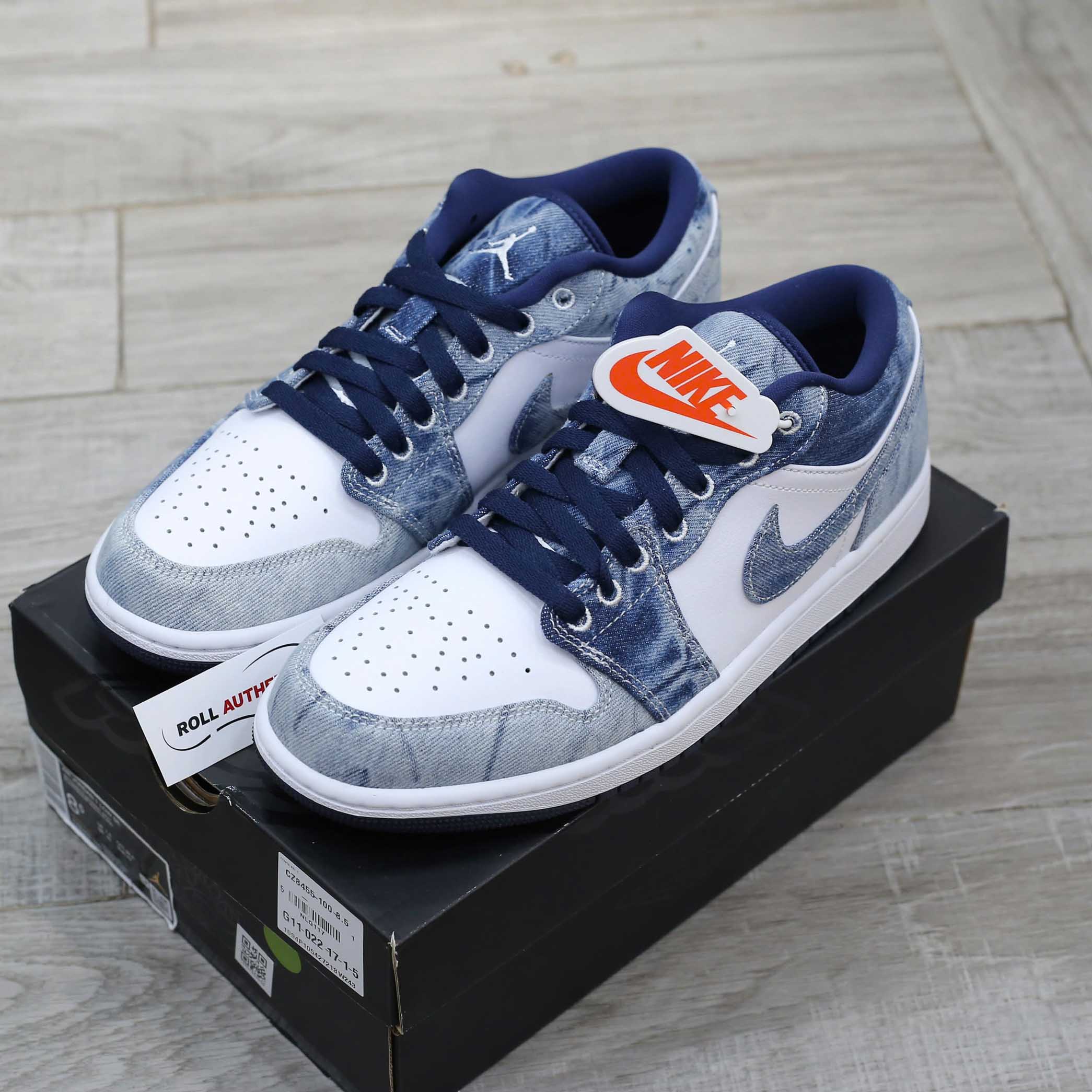 Giày Nike Air Jordan 1 Low SE ‘Washed Denim’ Real - Roll Sneaker